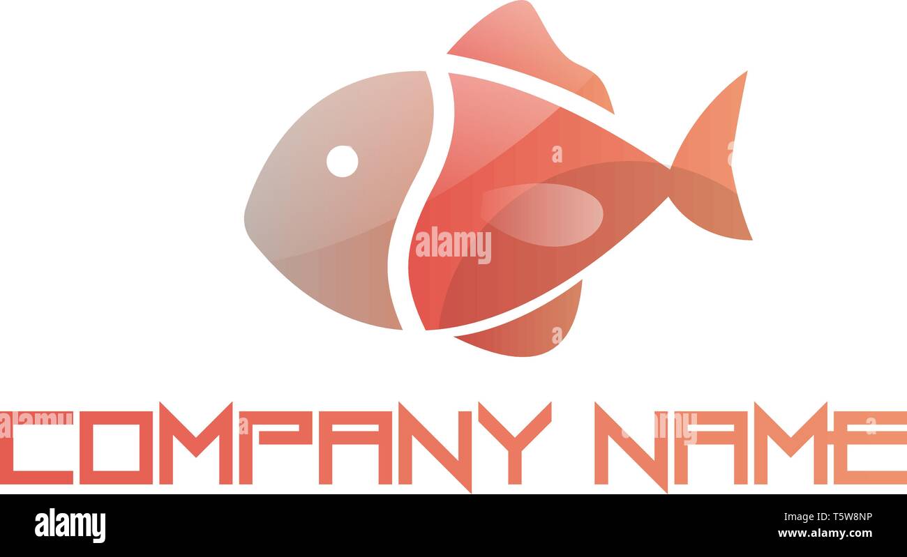 Pink fish minimalistic logo vector illustration on a white background ...