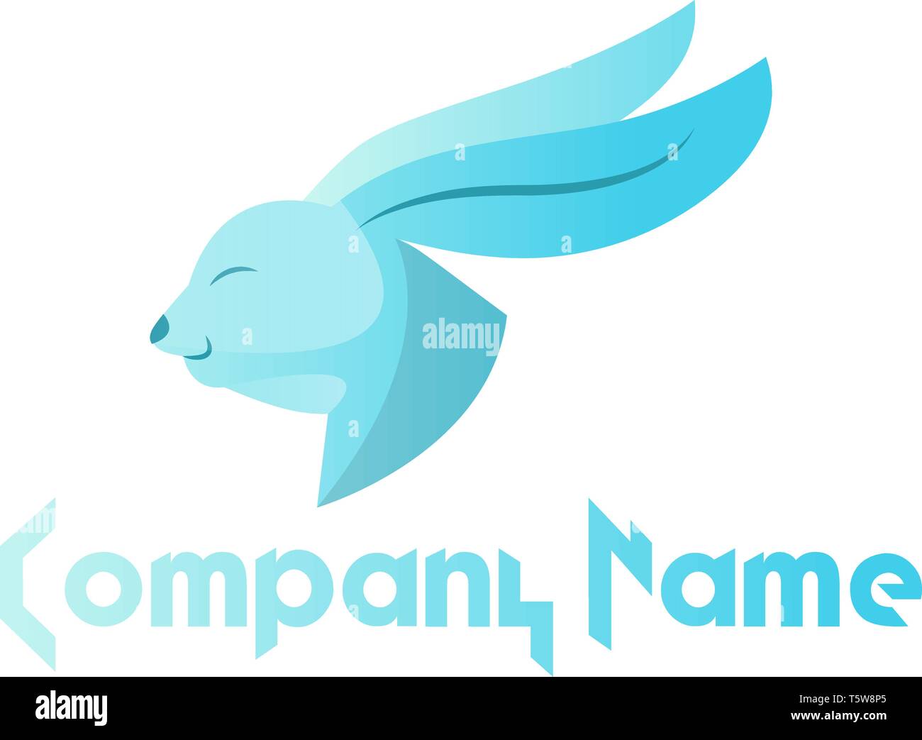 Light blue rabbit head vector logo illustration on a white background ...