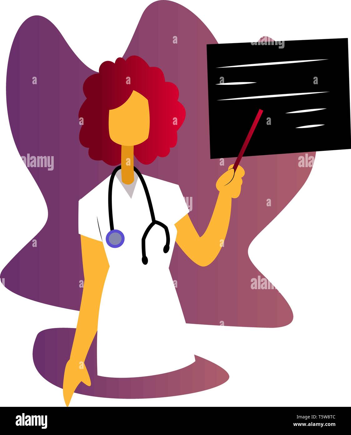 Modern vector illustration on a white background of a nurse showing ...