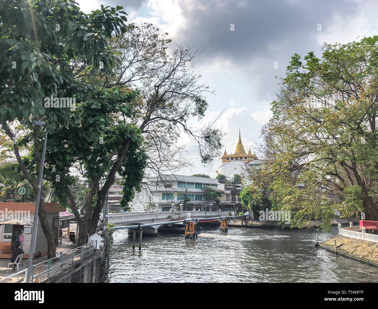 Golden mount (mountain) and Khlong Saen Saep canel in Bangkok Thailand ...