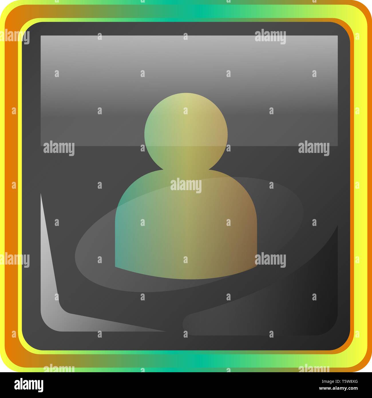 Avatar grey square vector icon illustration with yellow and green ...