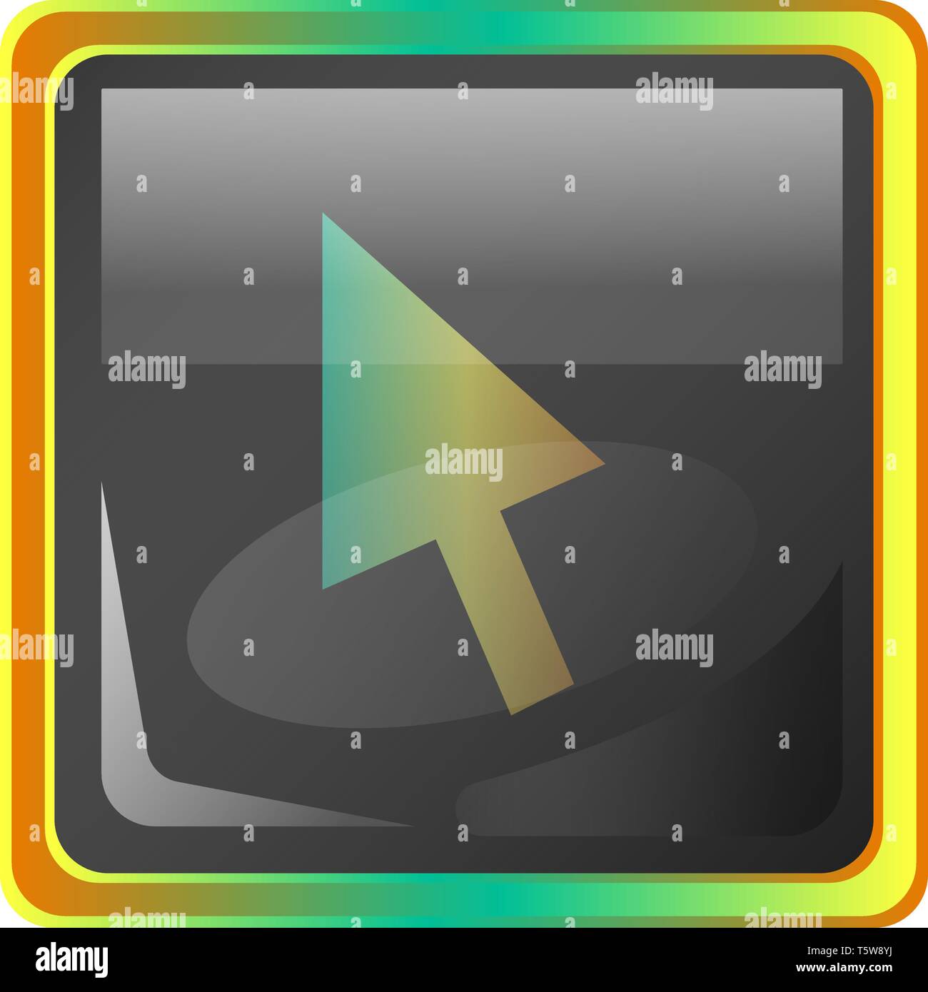 Cursor grey square vector icon illustration with yellow and green ...
