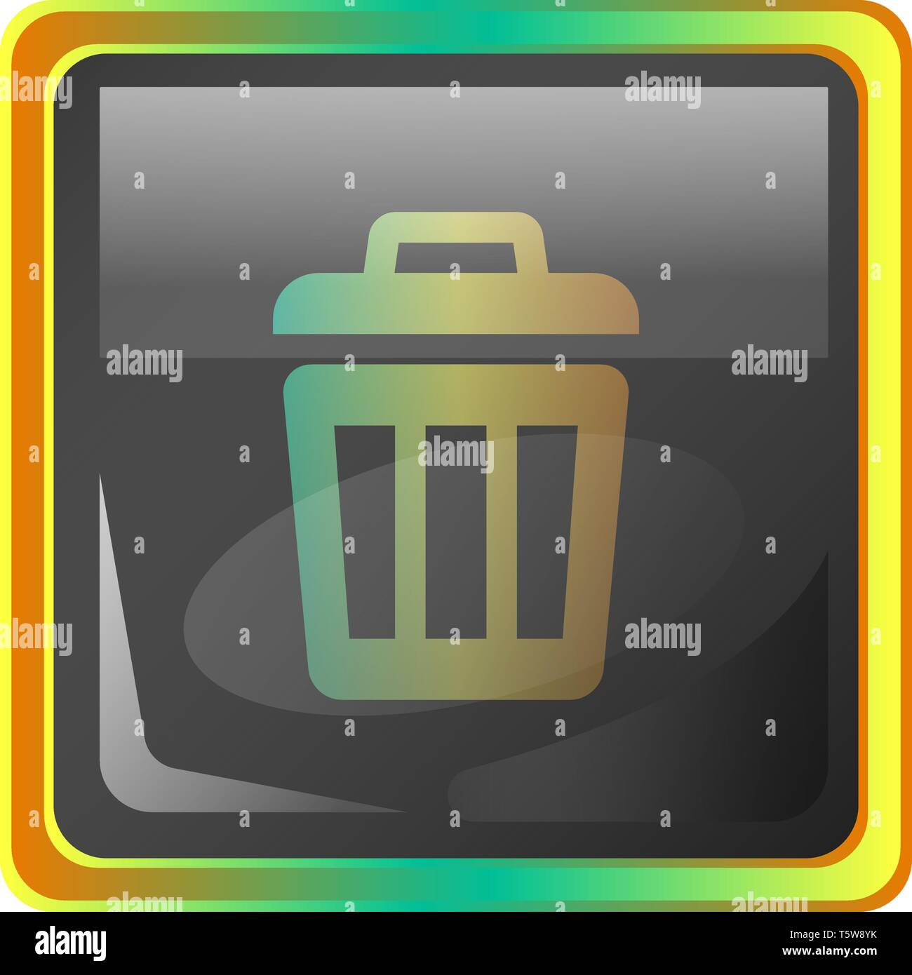 Deleted files grey square vector icon illustration with yellow and ...