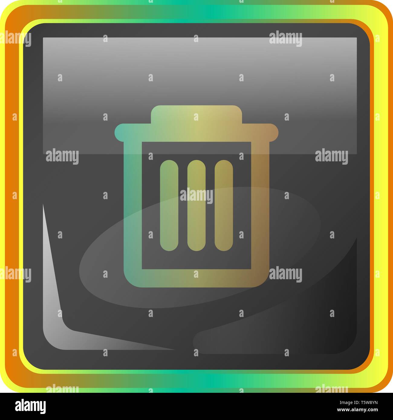 Delete grey square vector icon illustration with yellow and green ...