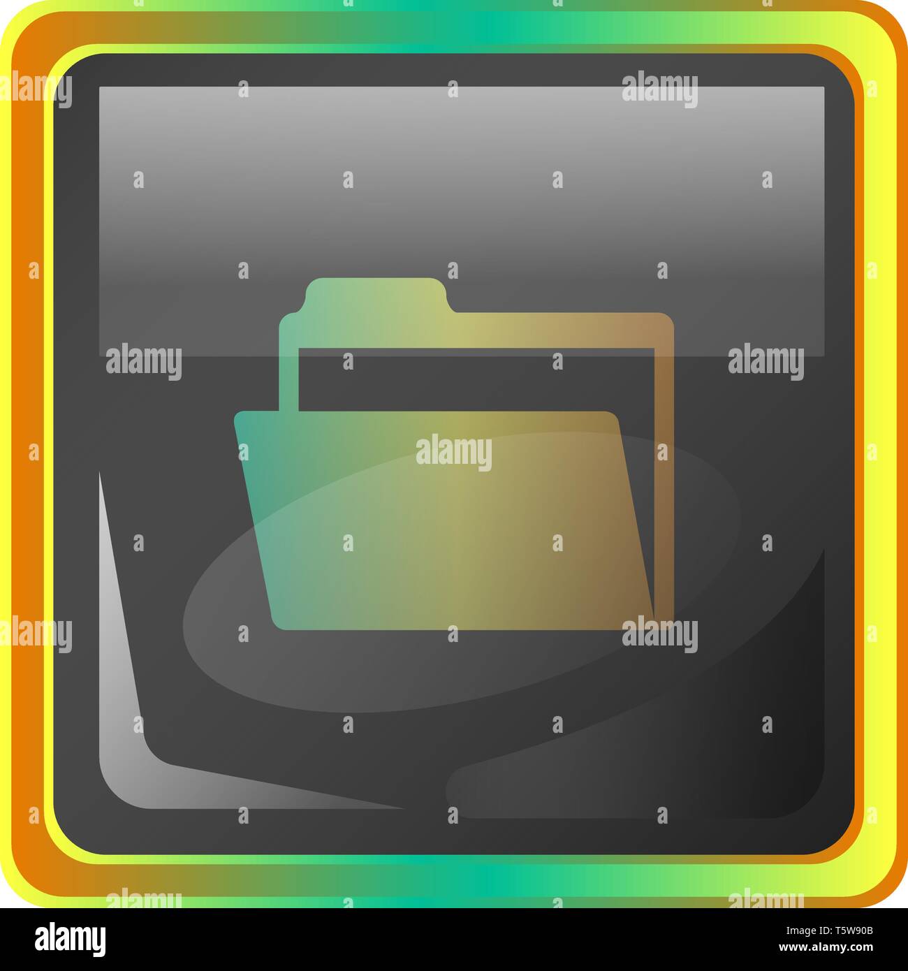 Files grey square vector icon illustration with yellow and green ...