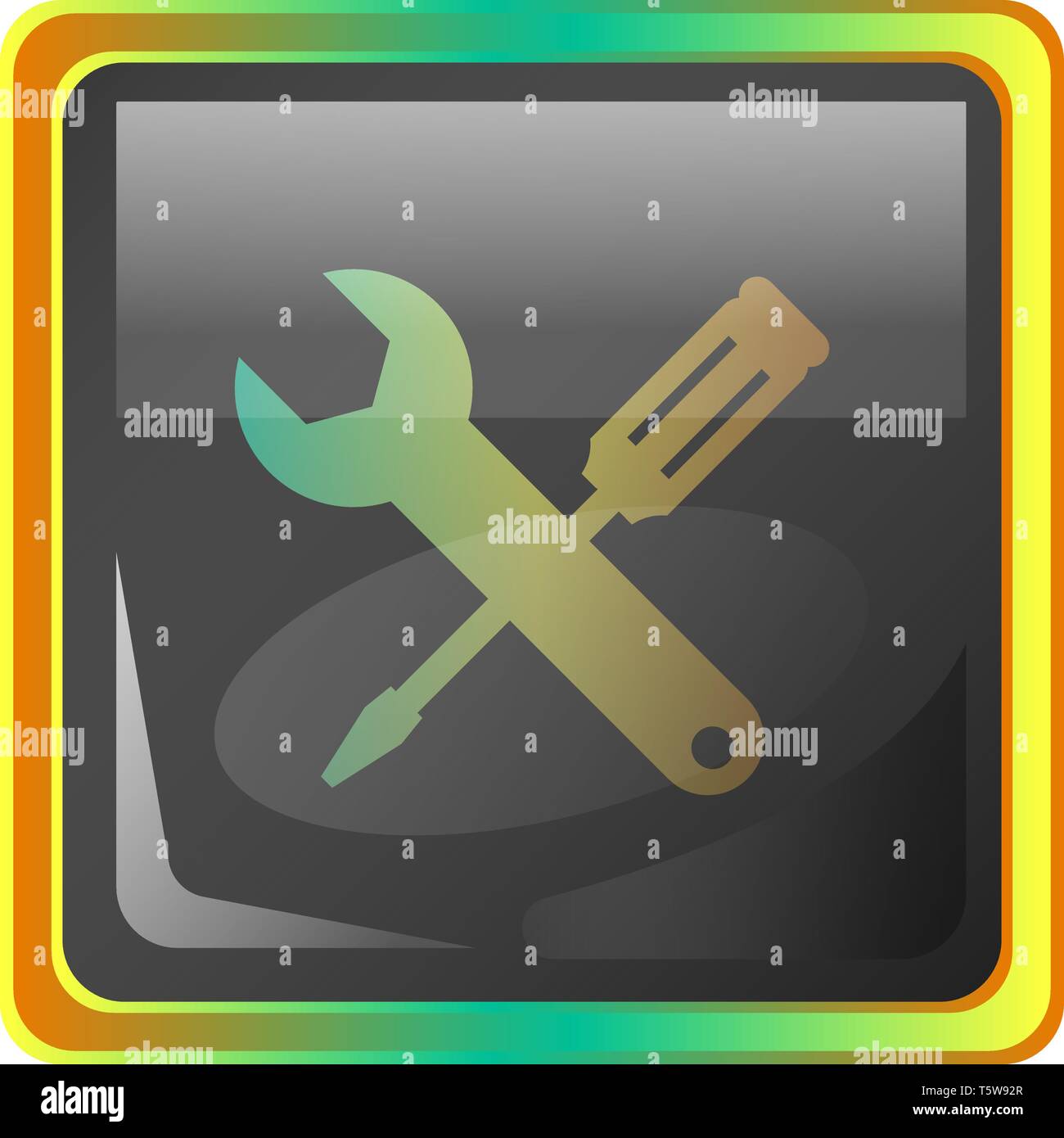 Settings grey vector icon illustration with multicolor details on white ...