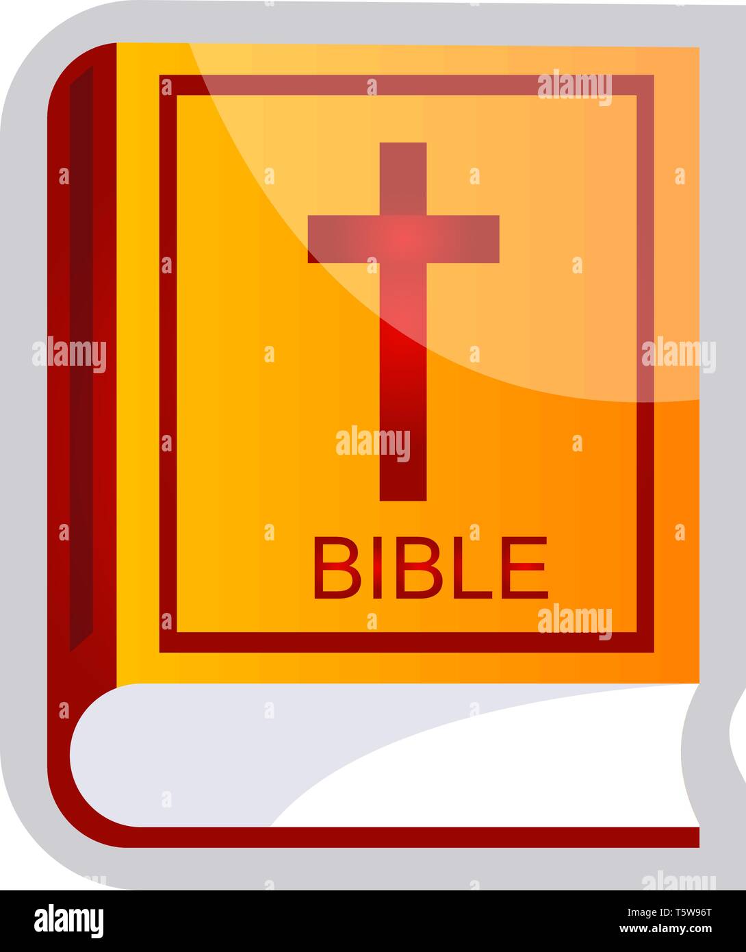 Yellow and red vector illustration of a Bible on a white background ...