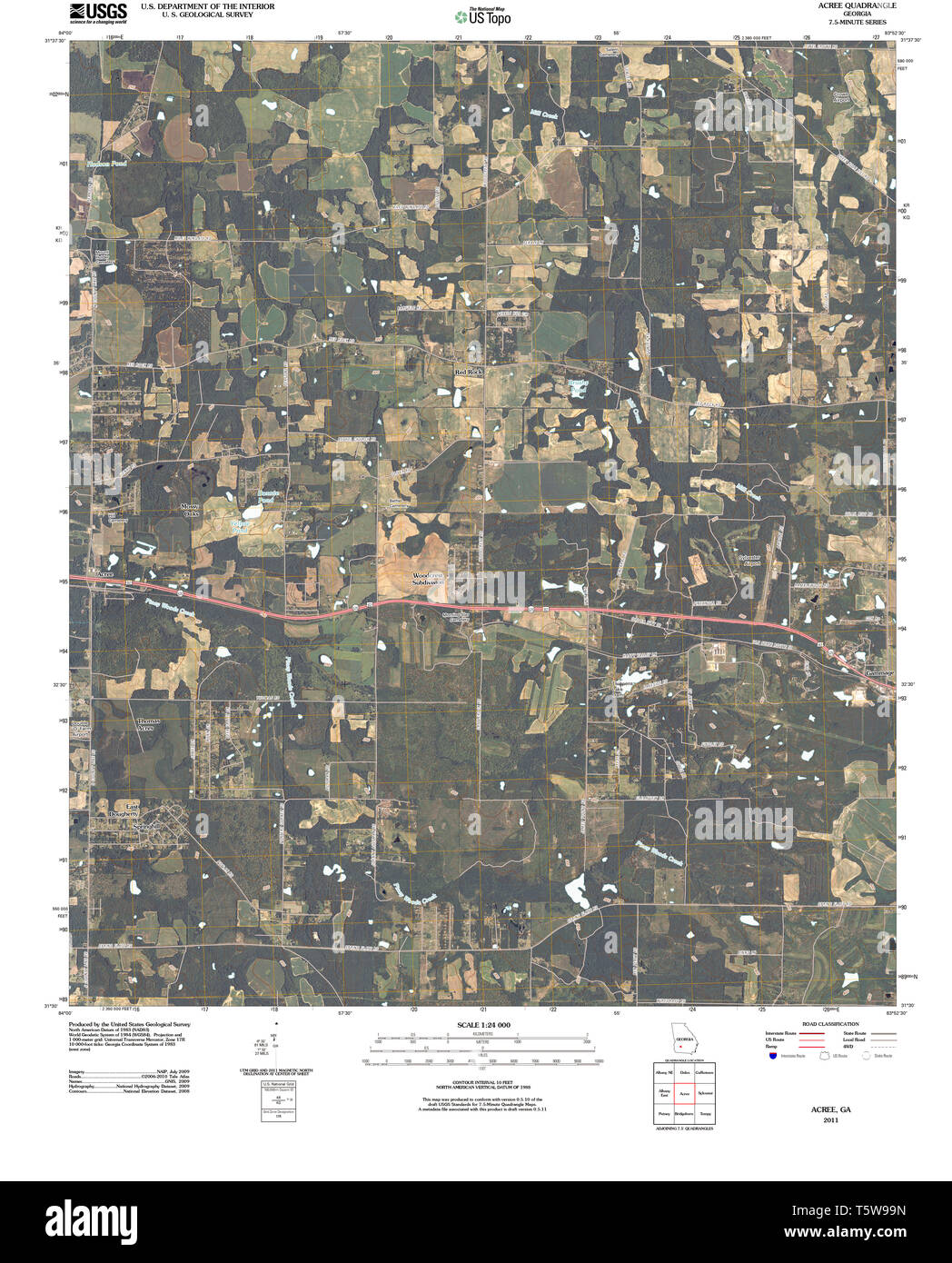 USGS TOPO Map Georgia GA Acree 20110324 TM Restoration Stock Photo - Alamy