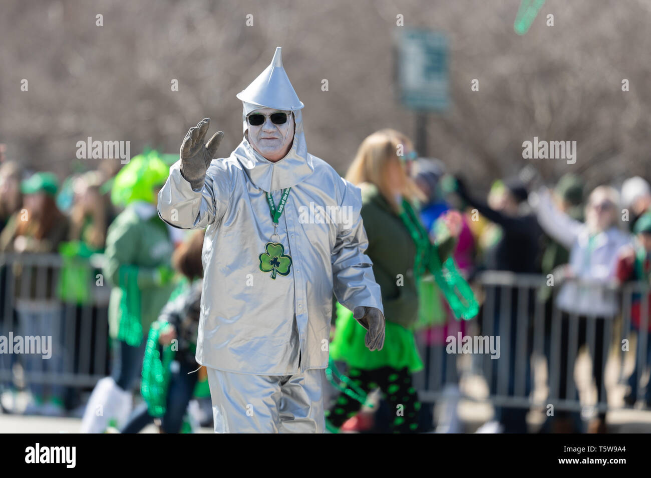 Chicago, Illinois, USA - March 16, 2019: St. Patrick's Day Parade, Man ...