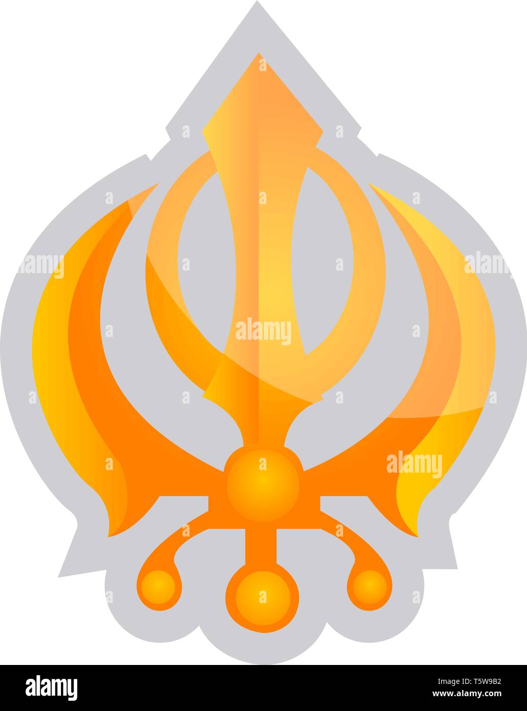 Yellow symbol of a Sikhism religion vector illustration on a white ...