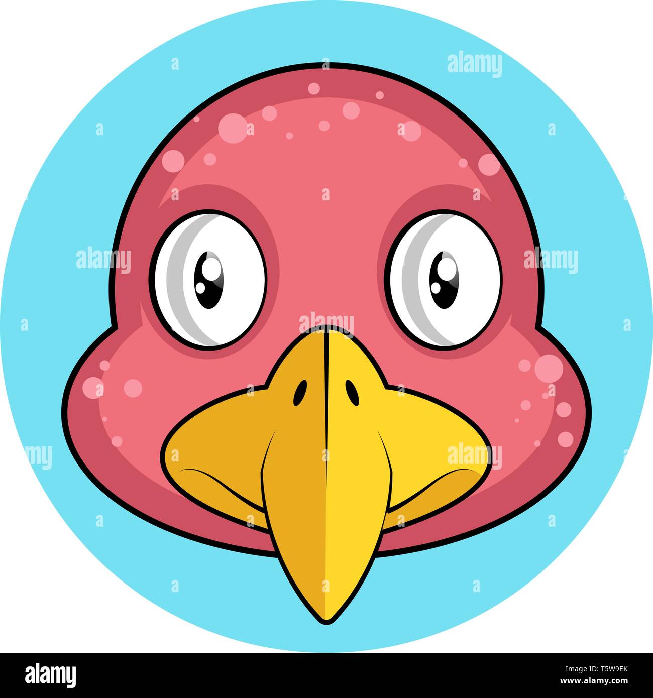 Cartoon pink bird with yellow beak vector illustration on white ...