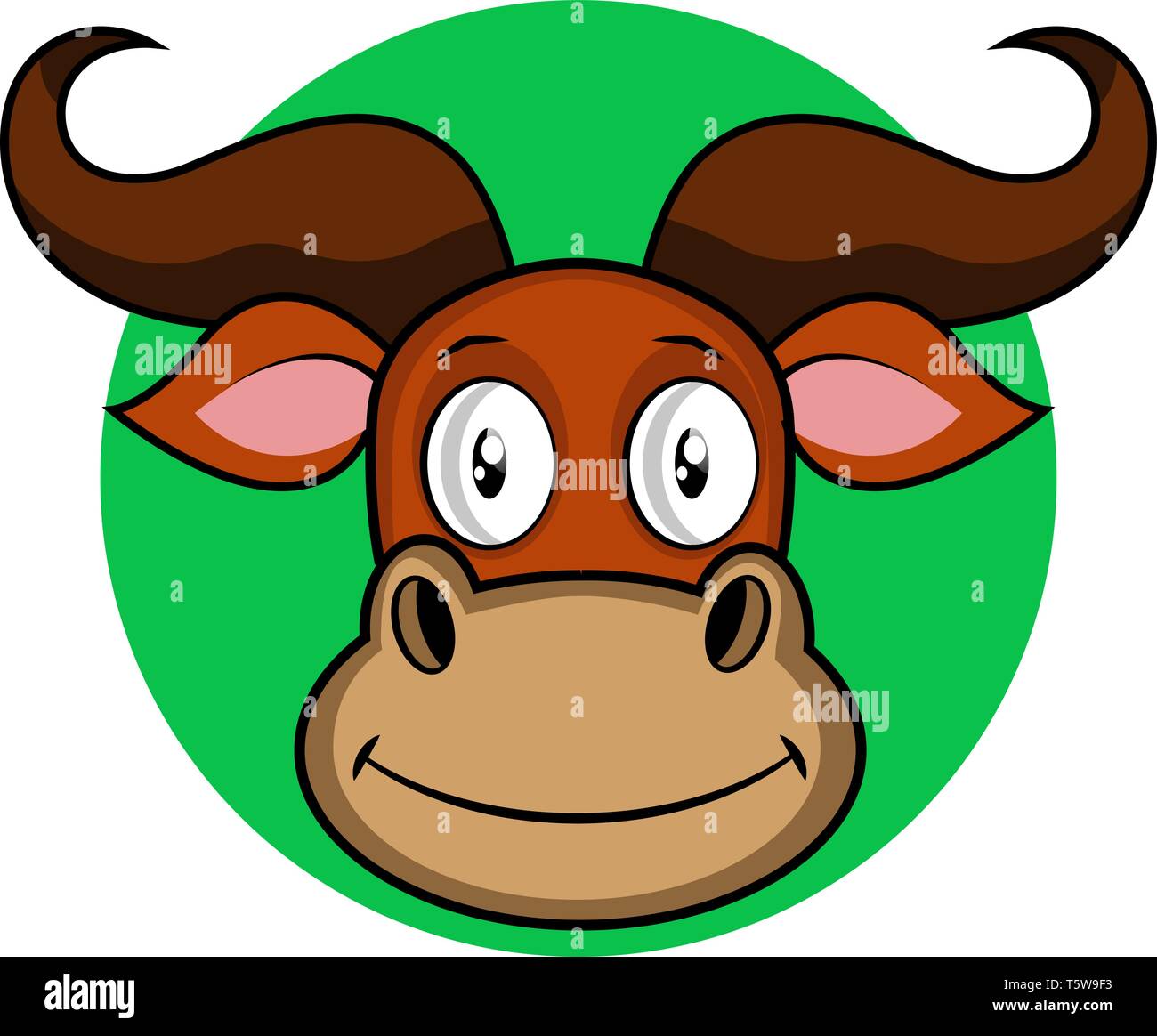 Smiling cartoon buffalo vector illustartion on white background Stock ...