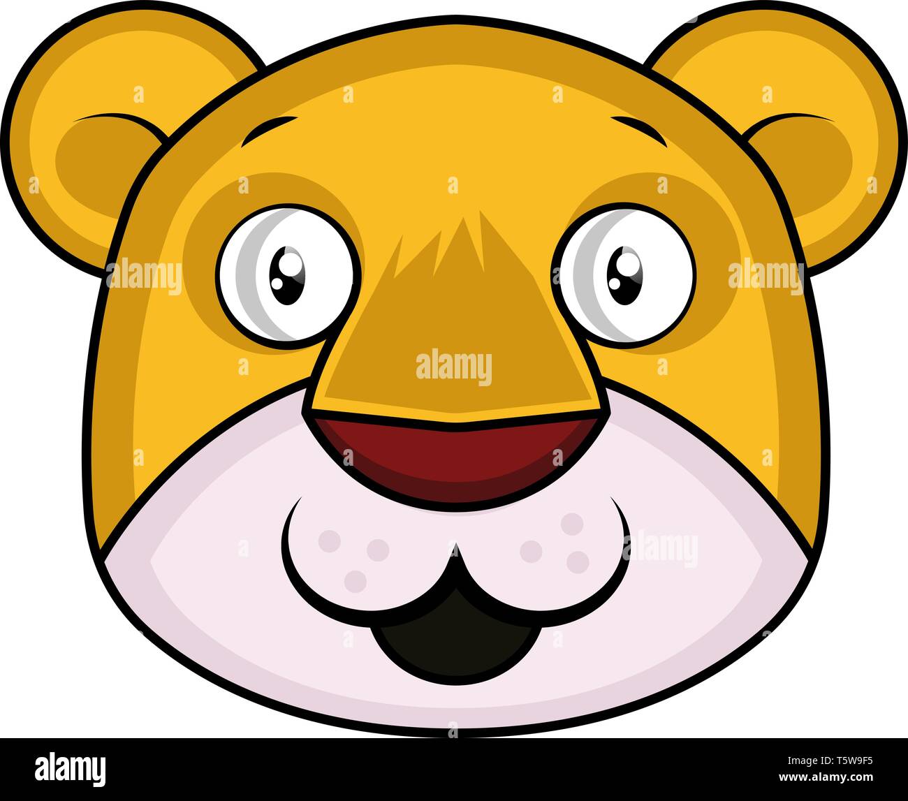 Cute cartoon yellow tiger vector illustartion on white background Stock ...