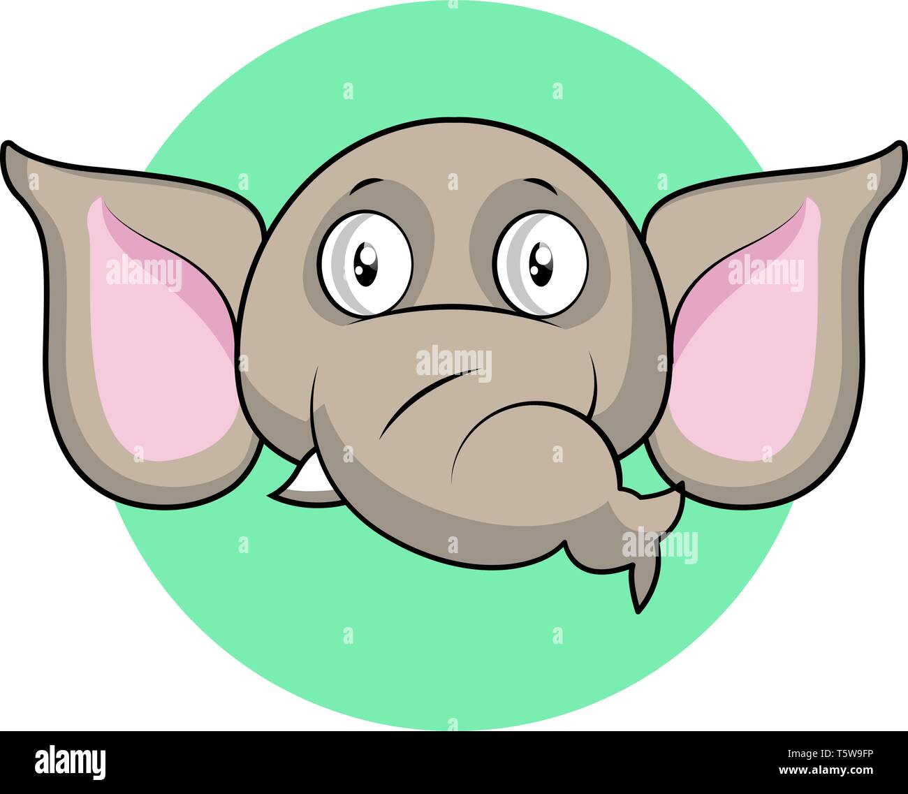 Grey cartoon elephant vector illustration on white background Stock ...