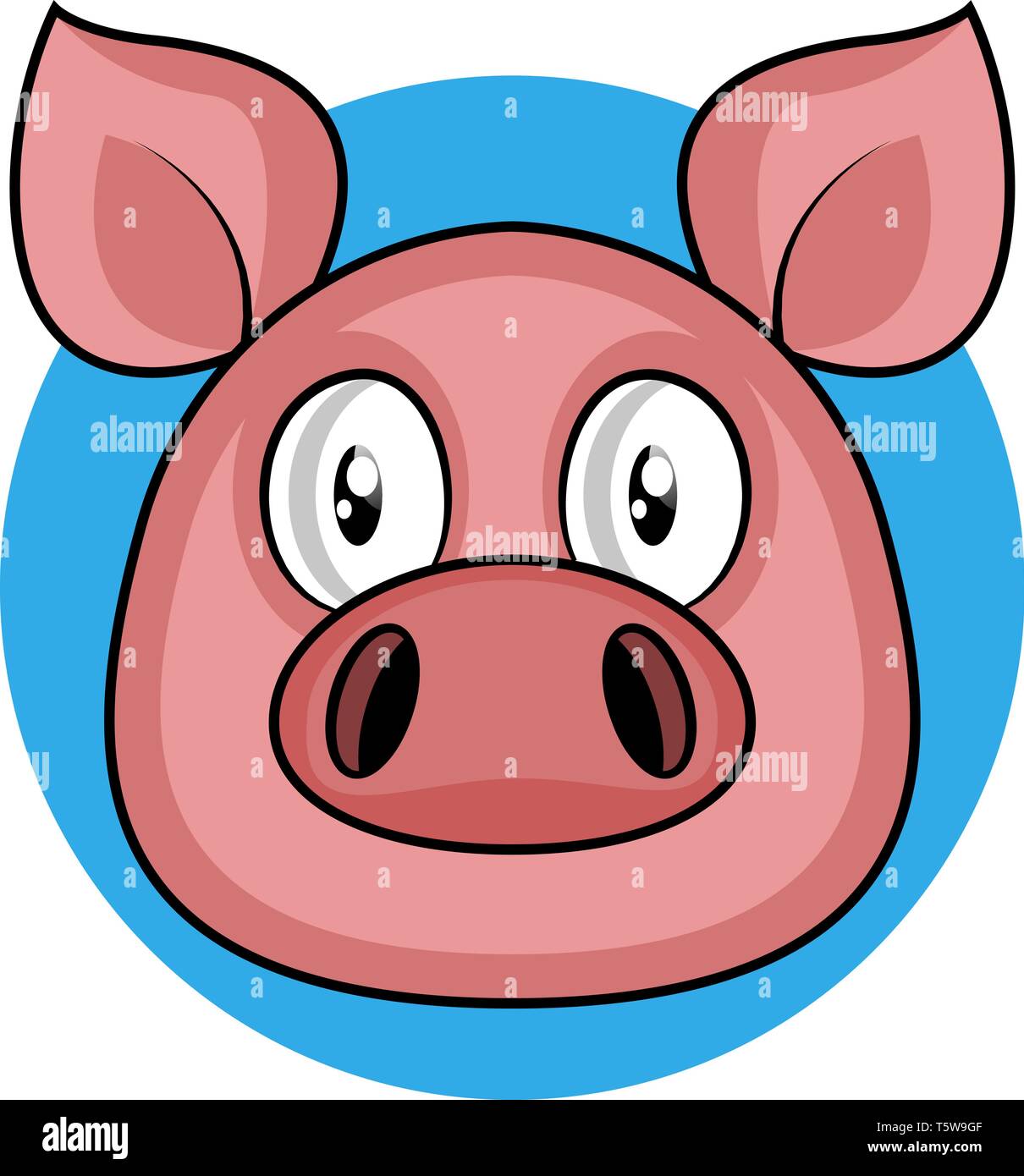 Cute cartoon pink pig vector illustration on white background Stock ...