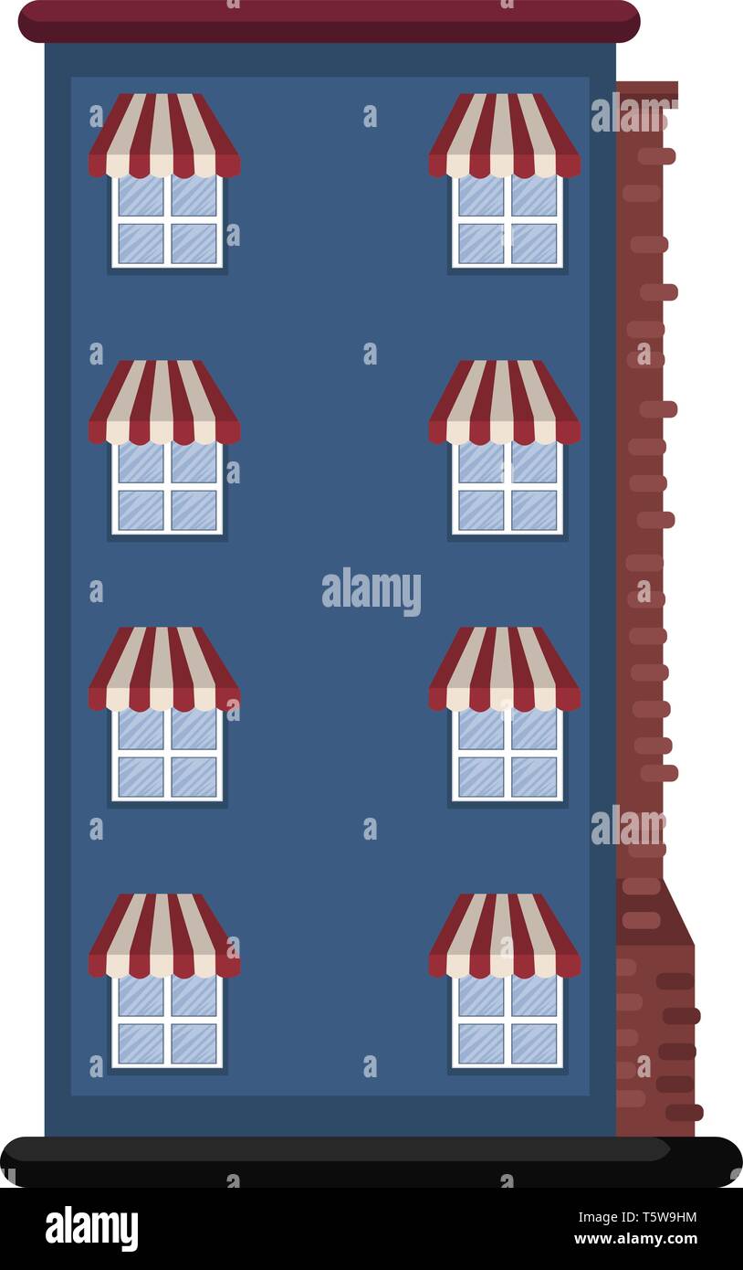 Cartoon blue building vector illustartion on white background Stock ...