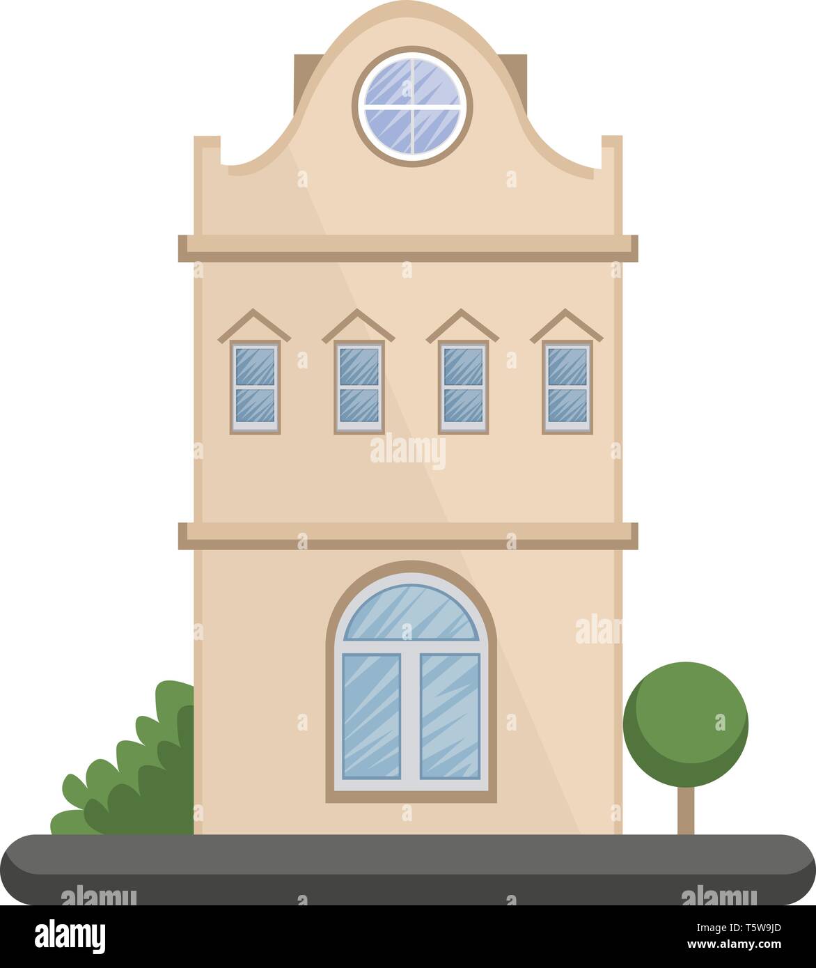 Cartoon light yellow building vector illustartion on white background ...