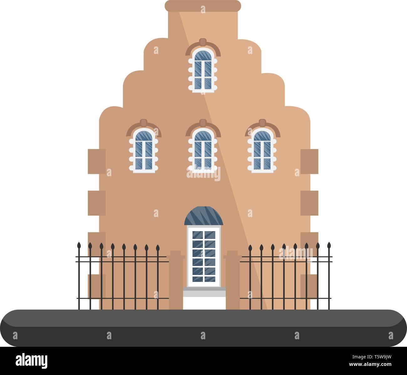 Cartoon light yellow building vector illustartion on white background ...