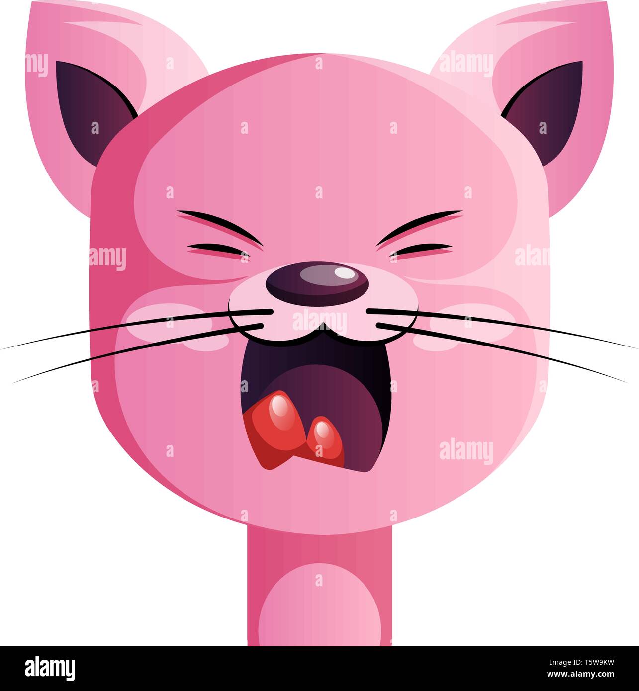 Angry pink cartoon cat vector illustartion on white background Stock ...