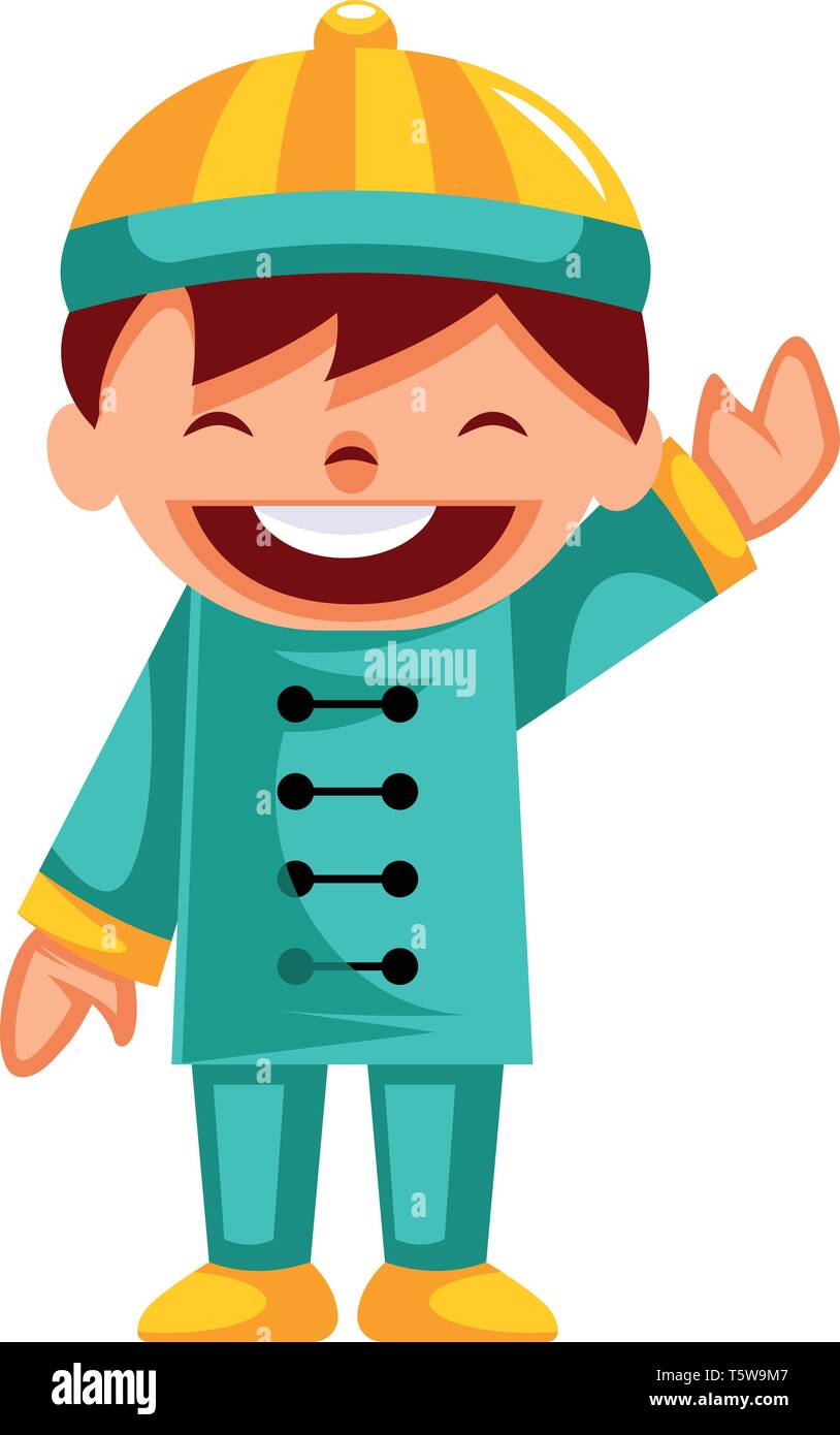 Cute cartoon chinese boy vector illustartion on background Stock Vector ...