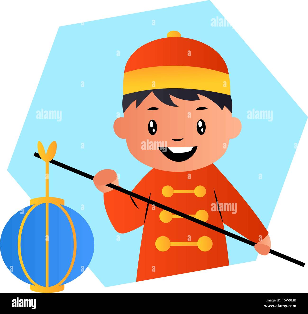 Cute cartoon chinese boy vector illustartion on background Stock Vector ...