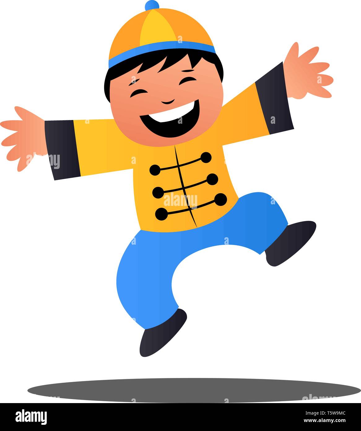 Cute cartoon chinese boy vector illustartion on background Stock Vector ...