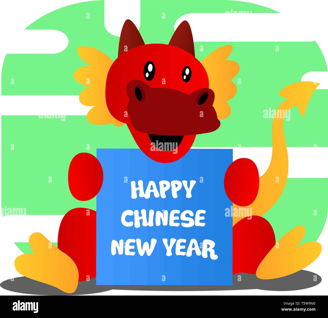 Red cartoon dragon celebrating chinese new year vector illustartion on ...