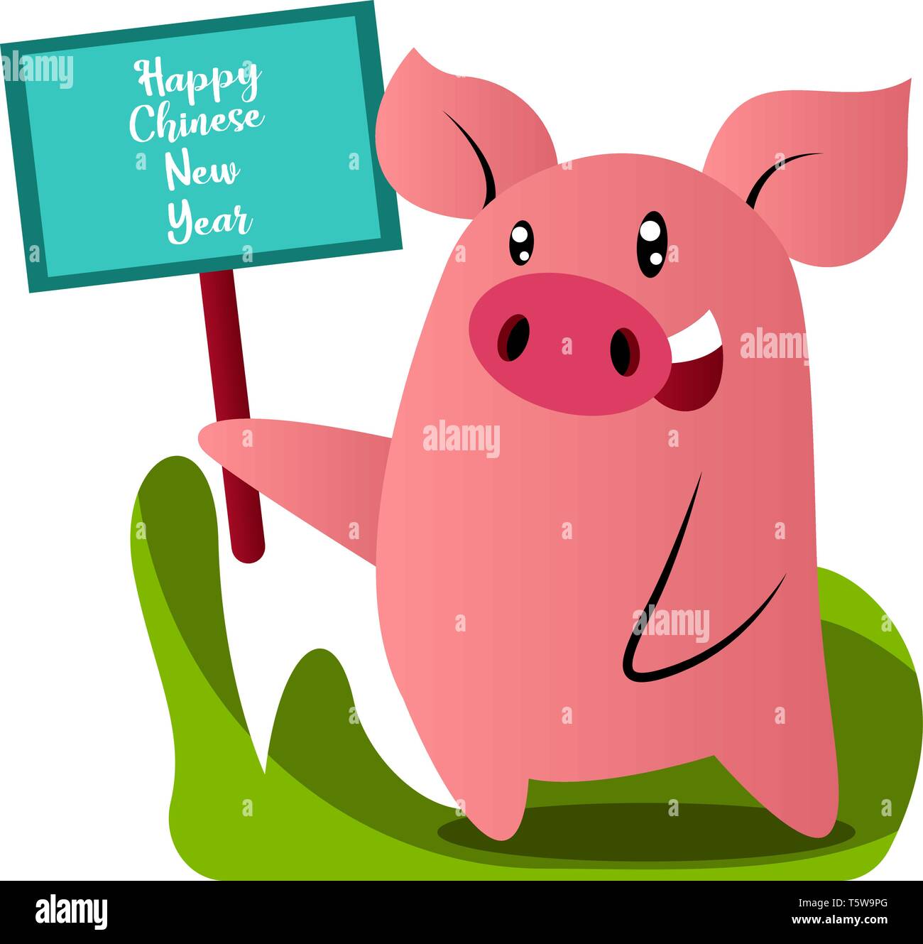 Cartoon pig celebrating chinese new year vector illustartion on white ...