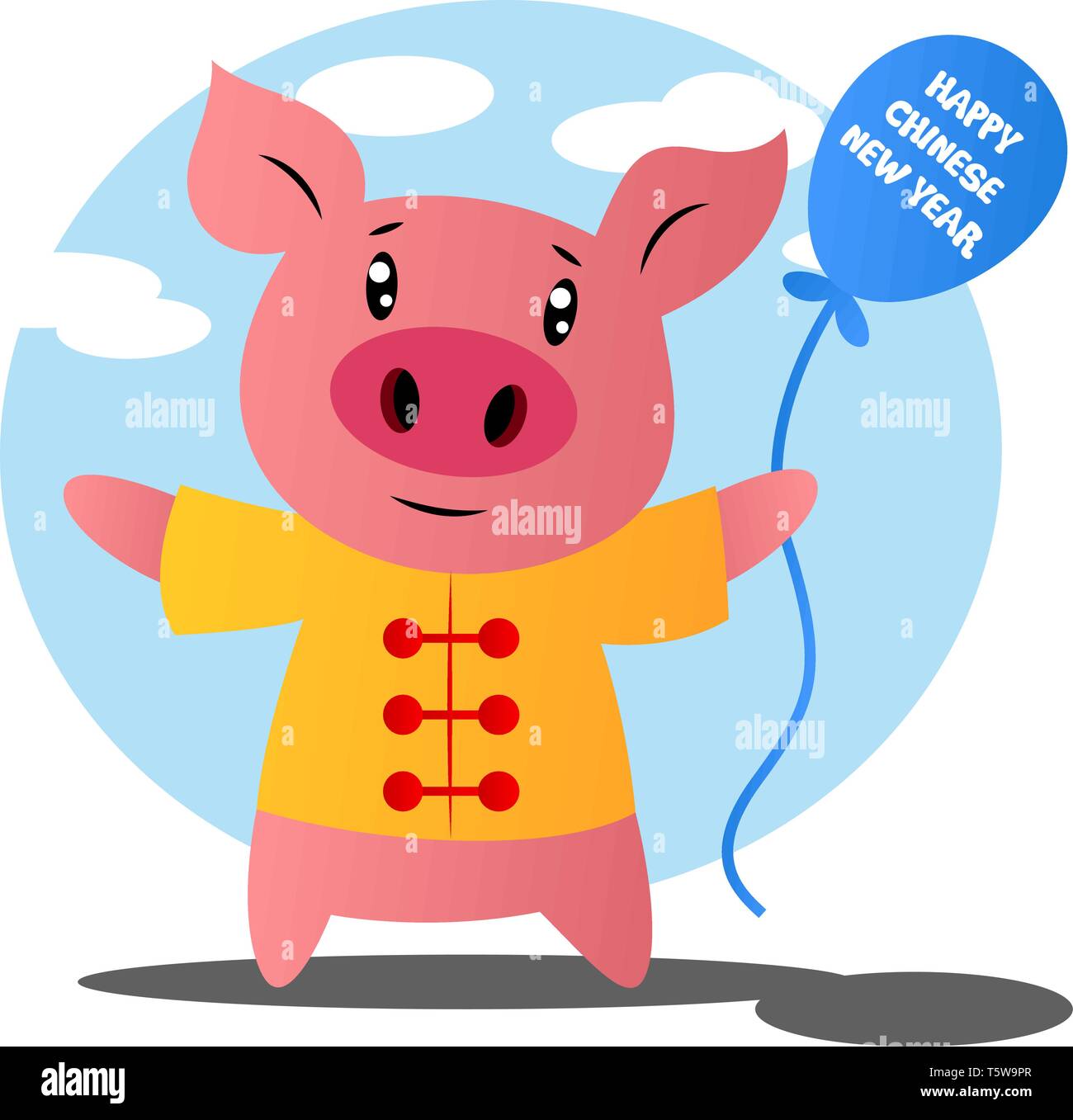 Cartoon pig celebrating chinese new year vector illustartion on white ...