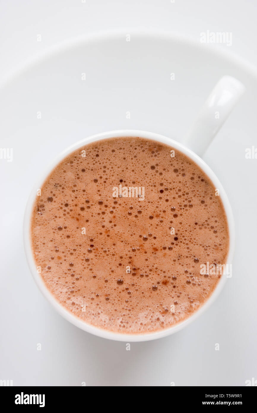 A top down view of a frothy cup of hot chocolate Stock Photo - Alamy