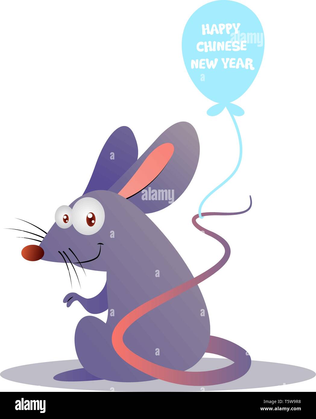 Cartoon mouse holding ballon vector illustartion on white background ...