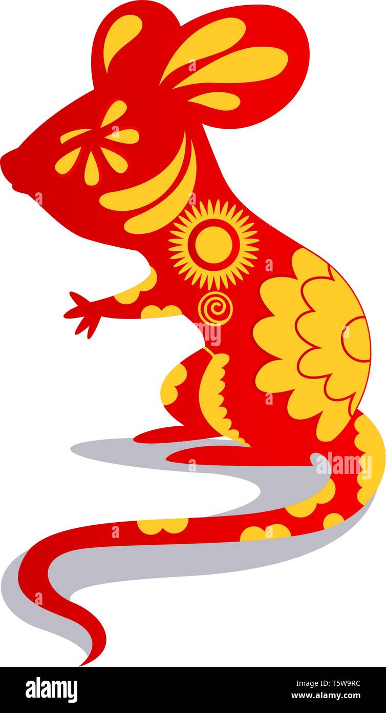 Cartoon chinese mouse vector illustartion on white background Stock ...
