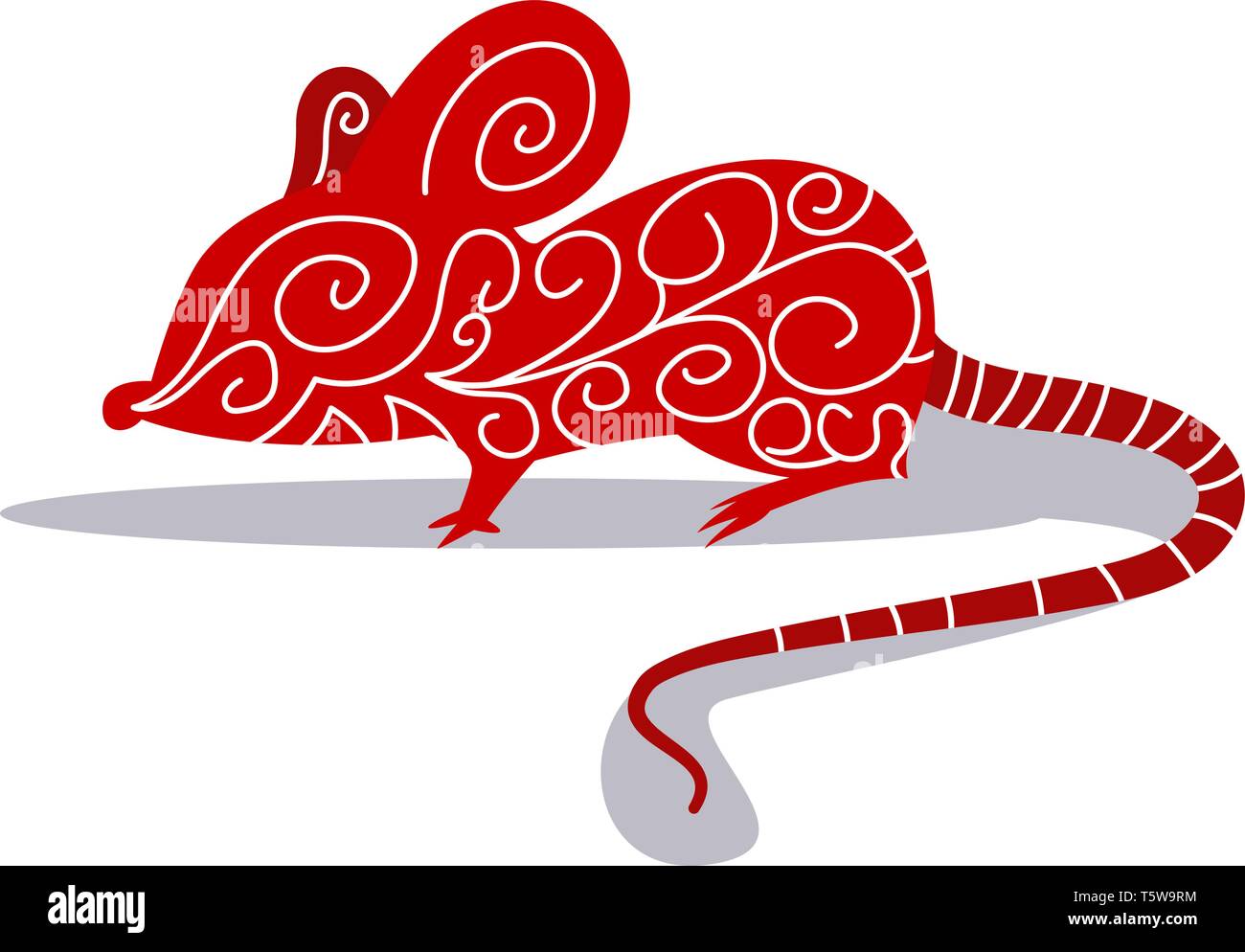 Cartoon chinese mouse vector illustartion on white background Stock ...