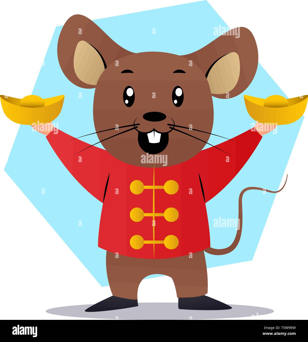 Cartoon mouse holding hat vector illustartion on white background Stock ...