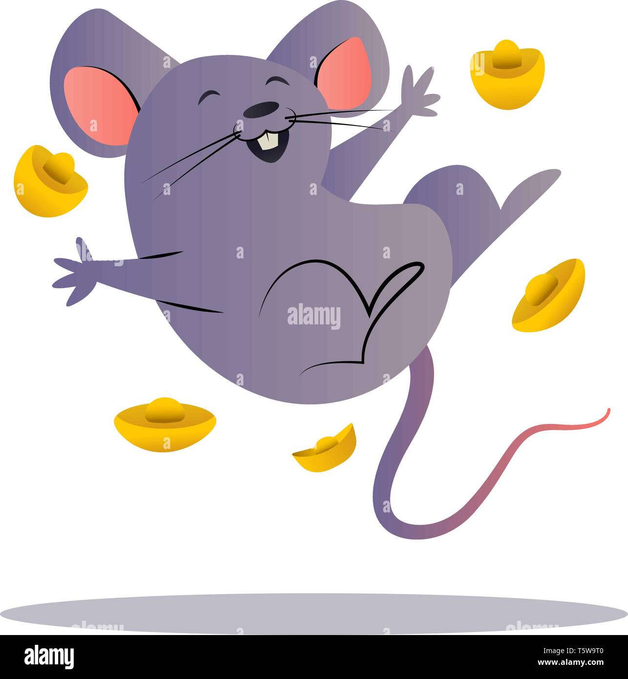 Happy cartoon chinese mouse vector illustration on white background ...