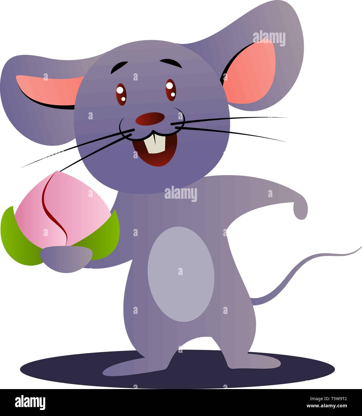 Cartoon chinese mouse holding flower vector illustration on white ...