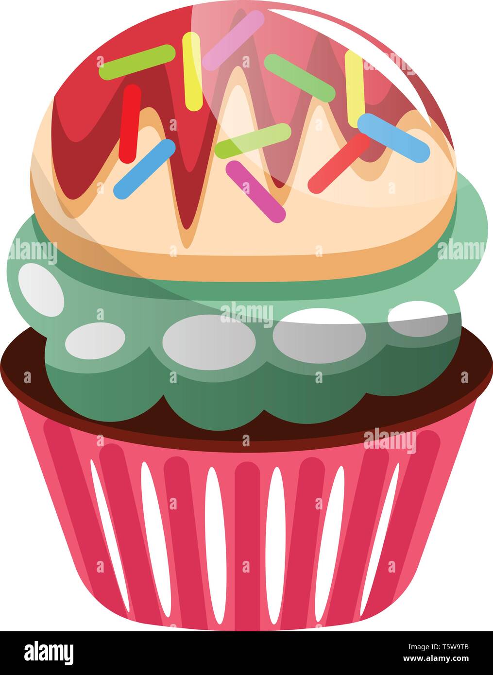 Colorful cupcake with sprinkles illustration vector on white background ...