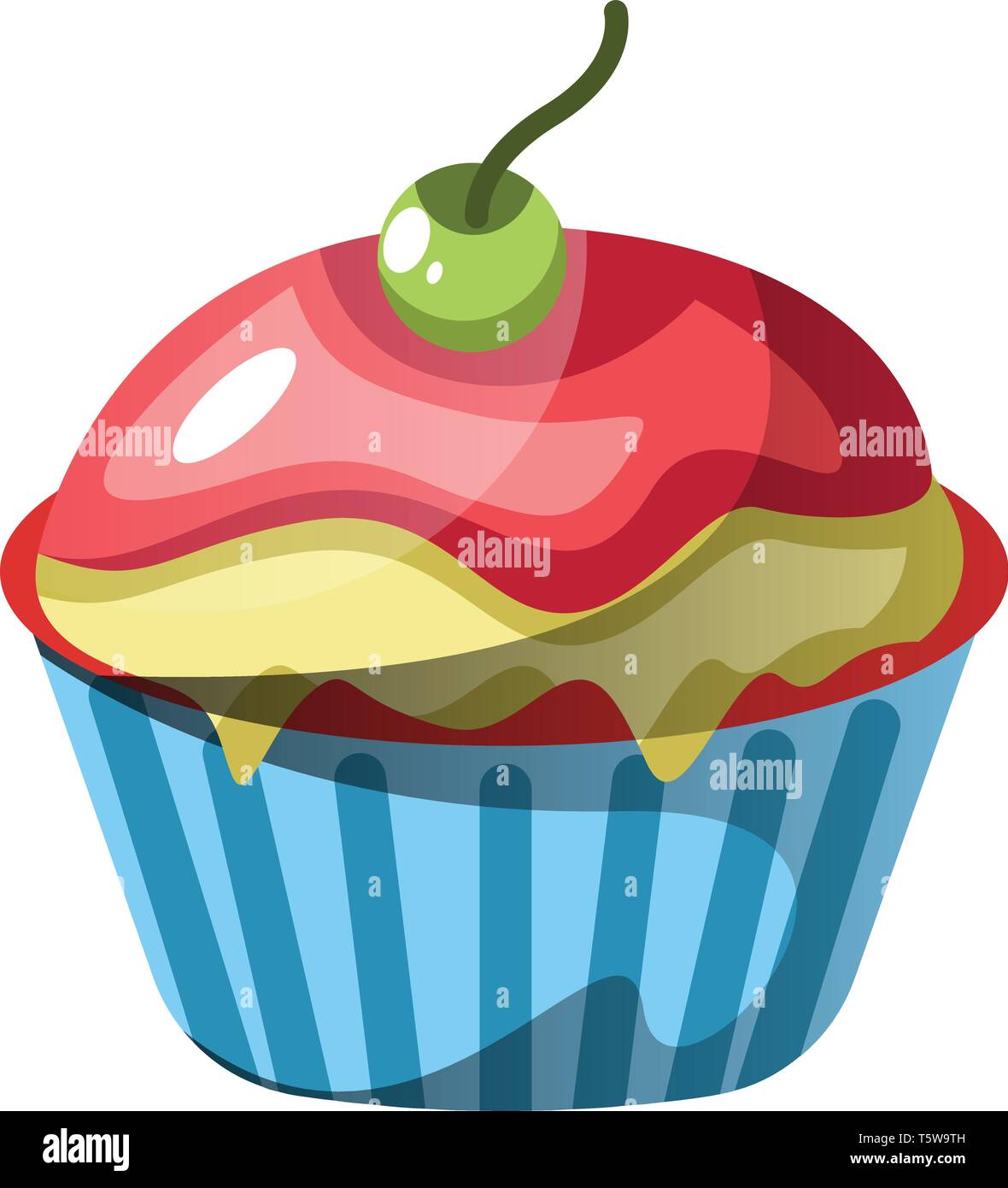 Red velvet cupcake with red and green icing illustration vector on ...
