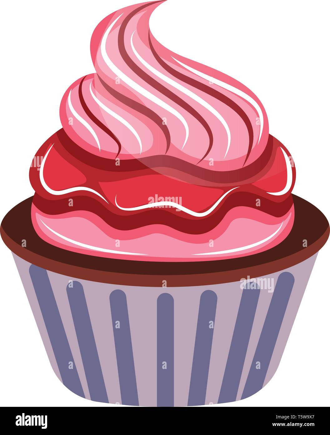 Chocolate cupcake with raspberry icing illustration vector on white ...