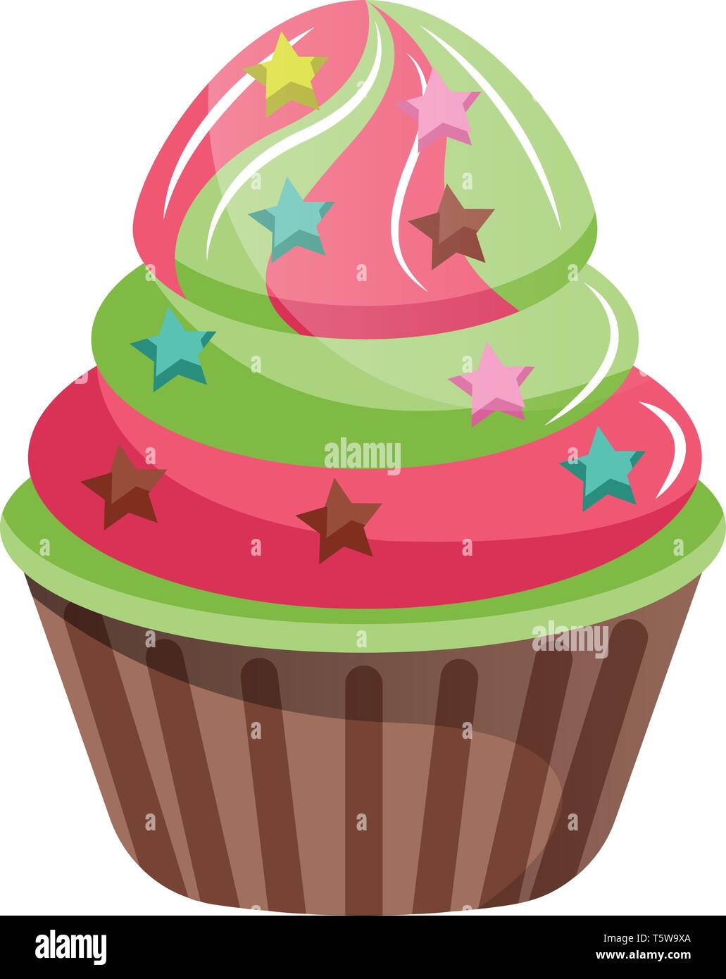 Cupcakes with star shaped sprinkles illustration vector on white ...
