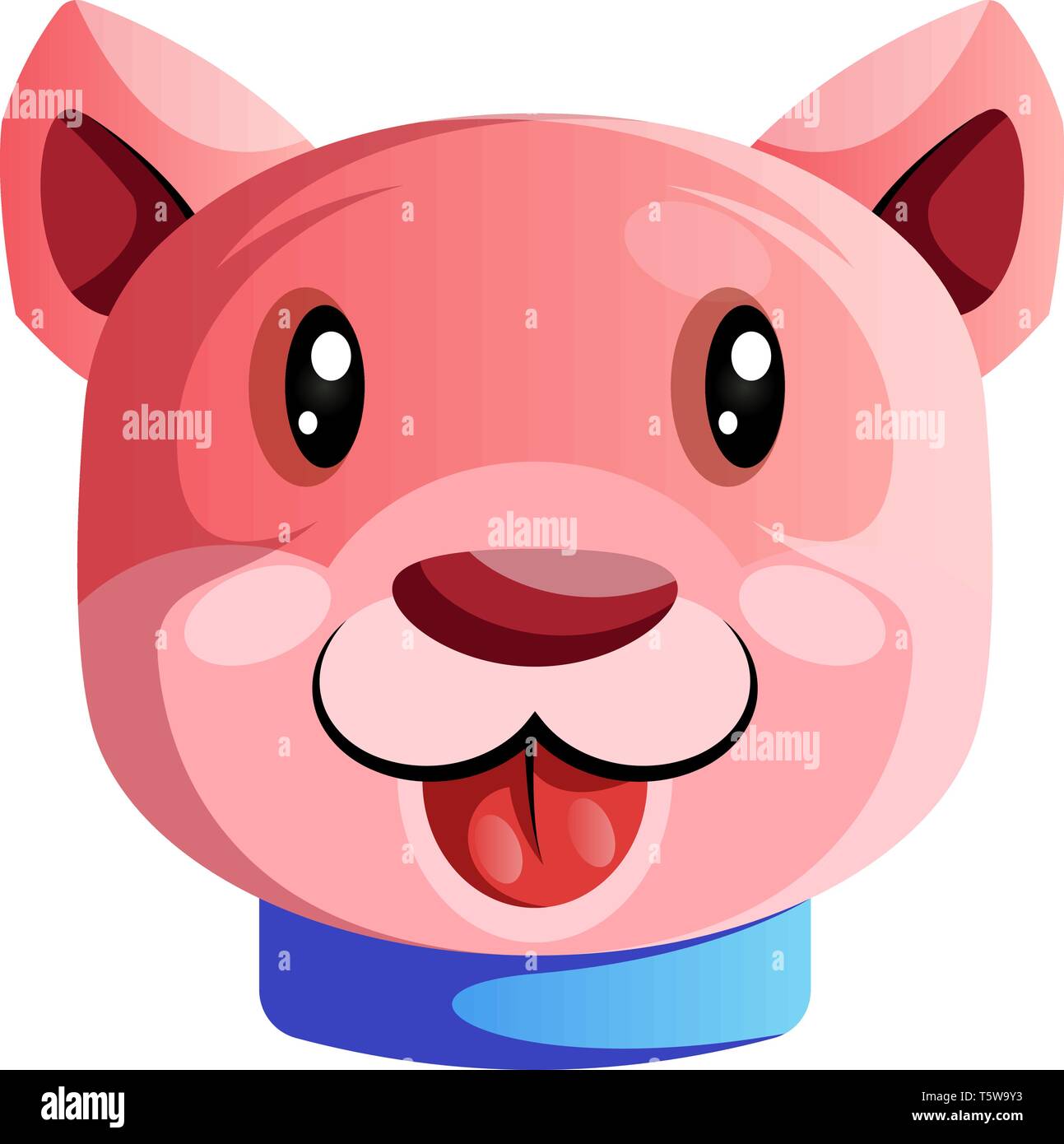 Happy pink cartoon dog vector illustartion on white background Stock ...
