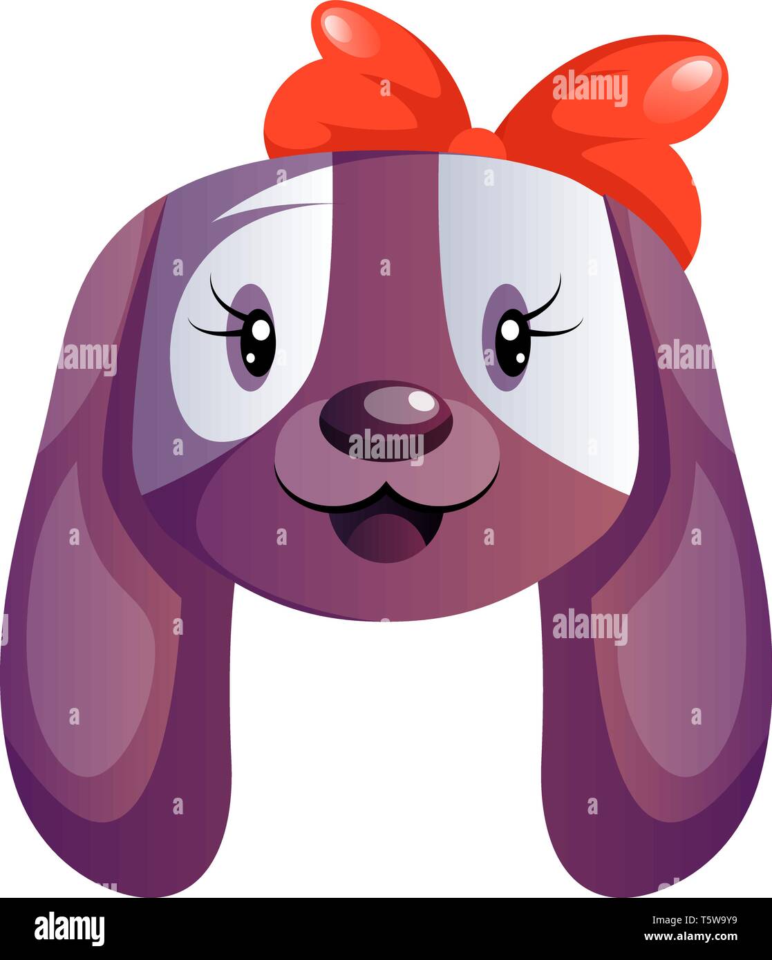 Purple cartoon dog with red tie vector illustartion on white background ...