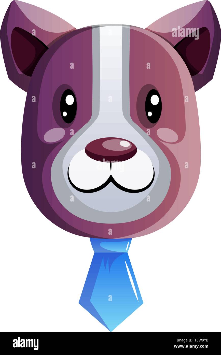 Purple cartoon dog with blue tie vector illustartion on white ...