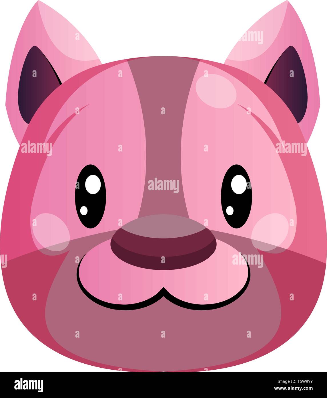 Happy pink cartoon puppy vectoe illustartion on white background Stock ...
