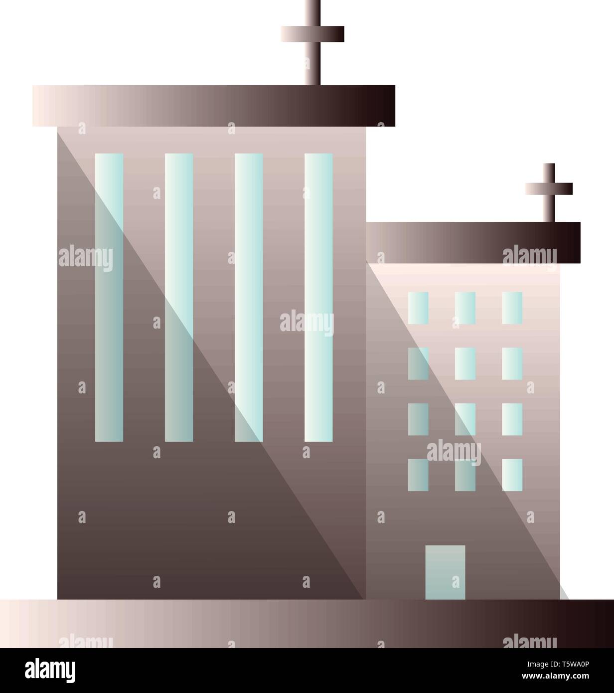 Two dark grey building vector illustration on a white background Stock ...