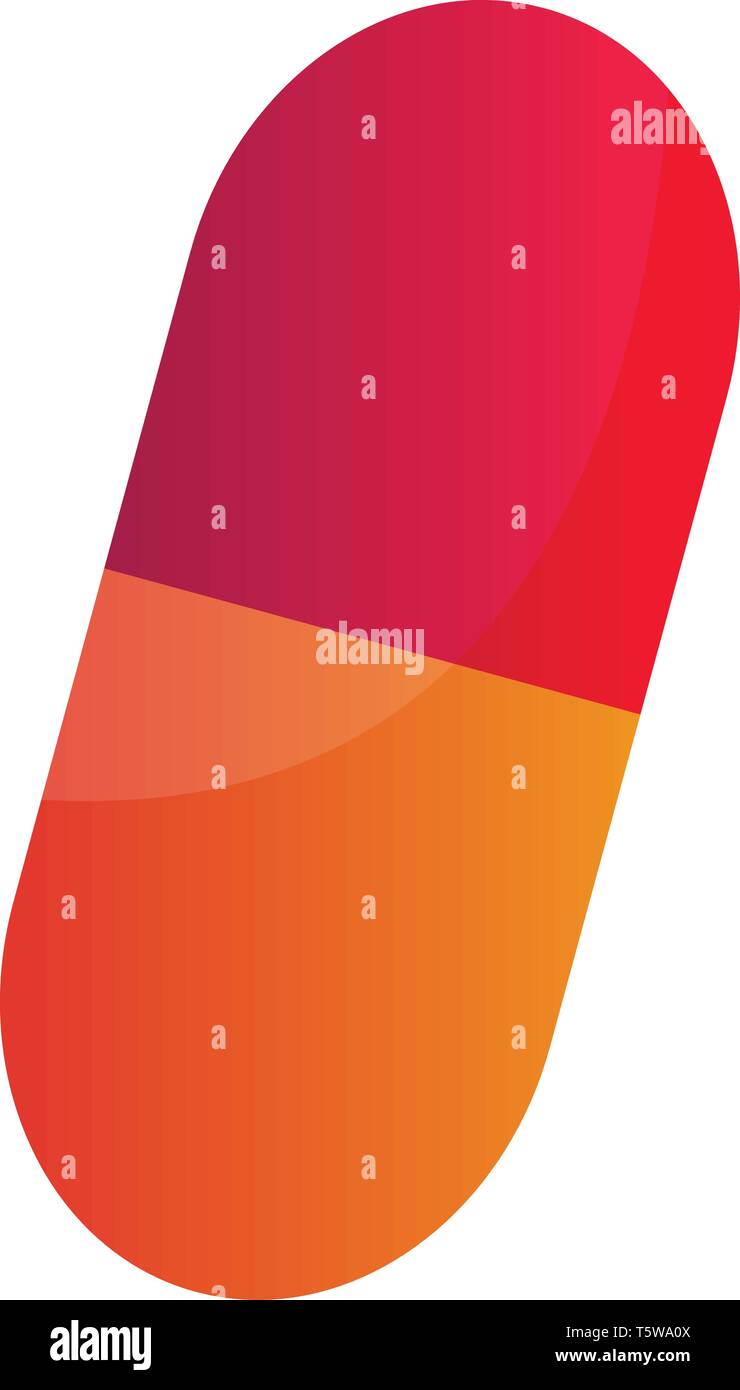 Red and orange medicine capsule vector illustration on a white ...