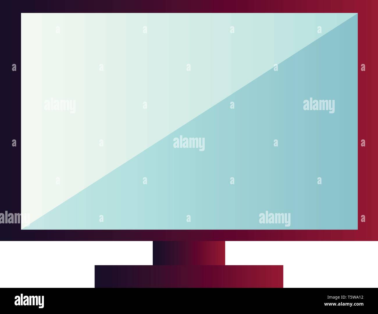 Purple and blue desktop monitor vector illustration on a white ...