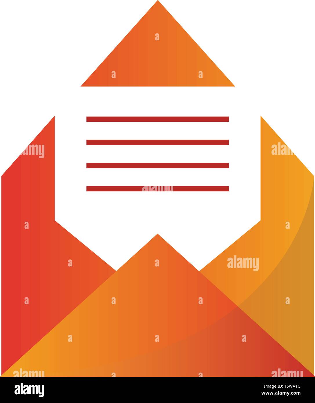 Letter inside orange envelope vector illustration on a white background ...