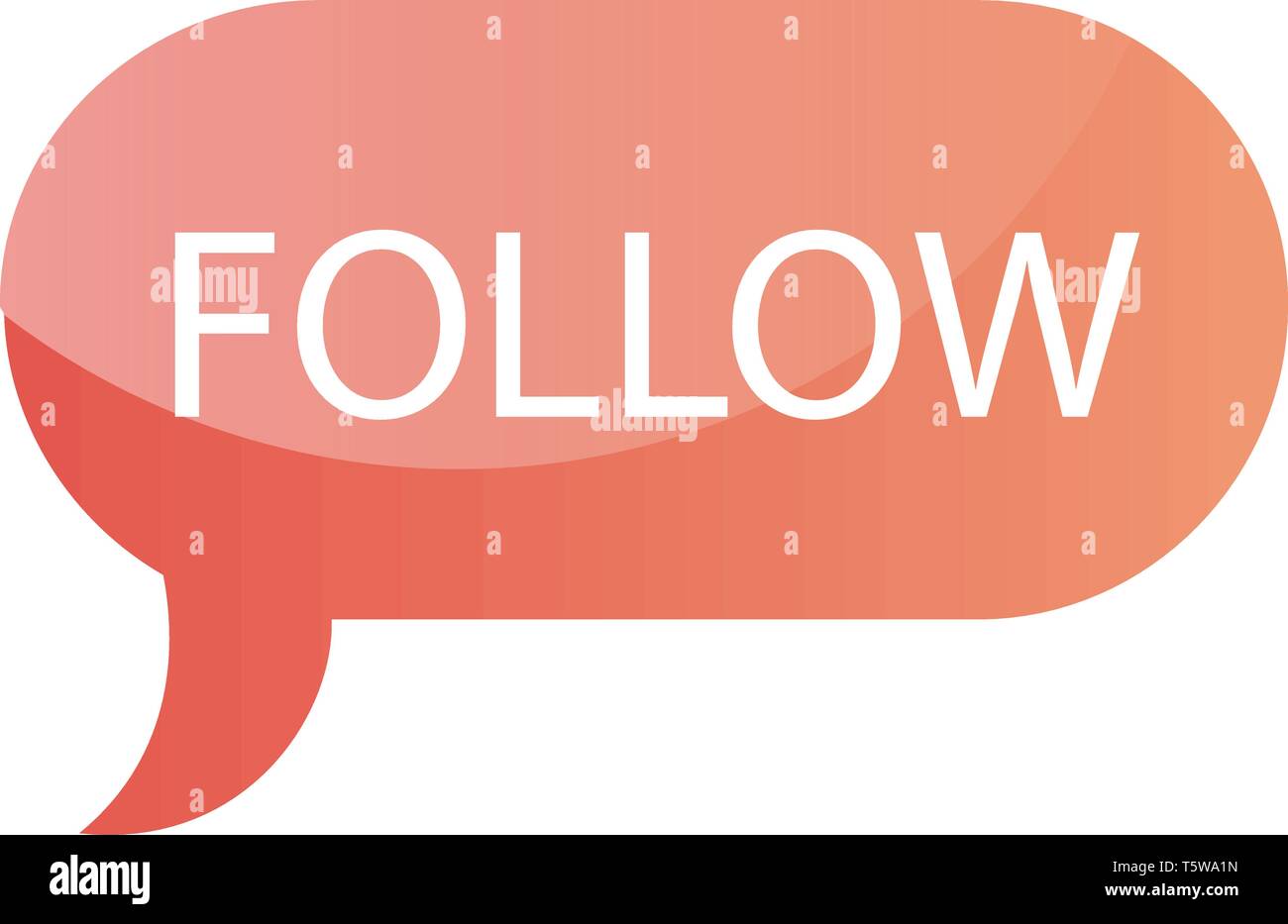 Pink Follow message bubble vector icon illustration on white background ...
