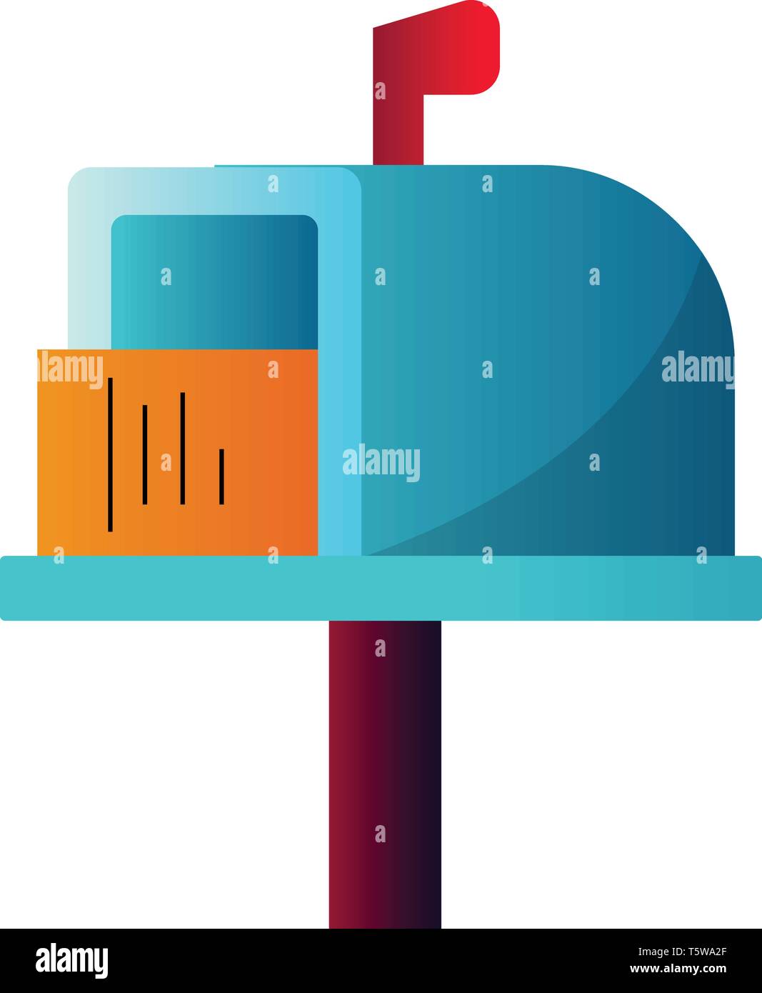 Colorful letterbox with letter inside simple vector illustration on a ...